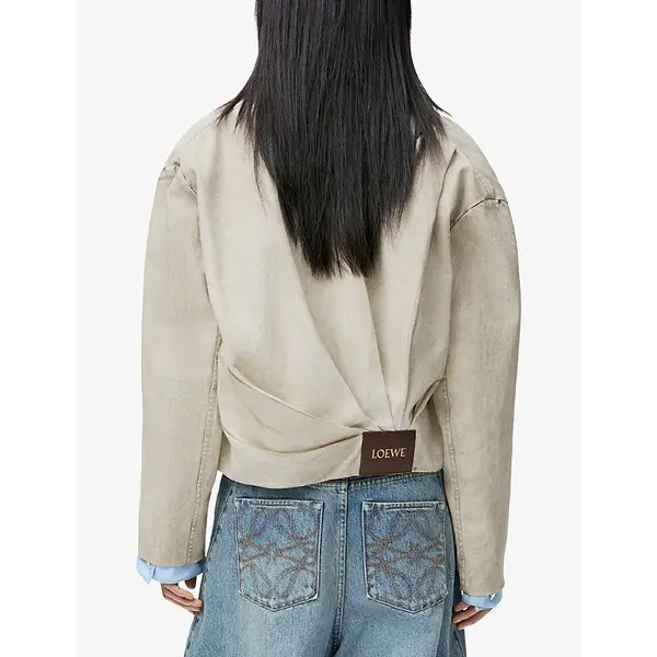 Loewe Draped Long-sleeve Denim Jacket - Light Grey
