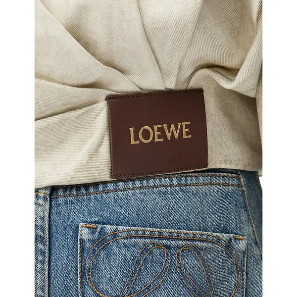 Loewe Draped Long-sleeve Denim Jacket - Light Grey
