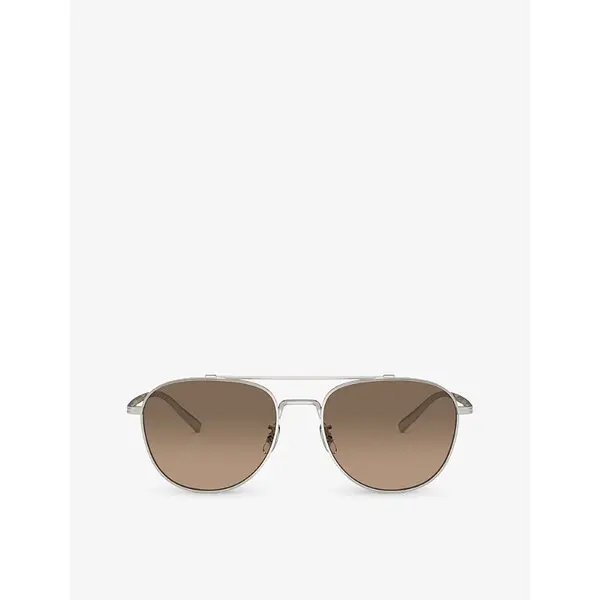 Oliver Spencer Rivetti Pilot-frame Titanium Sunglasses - Silver