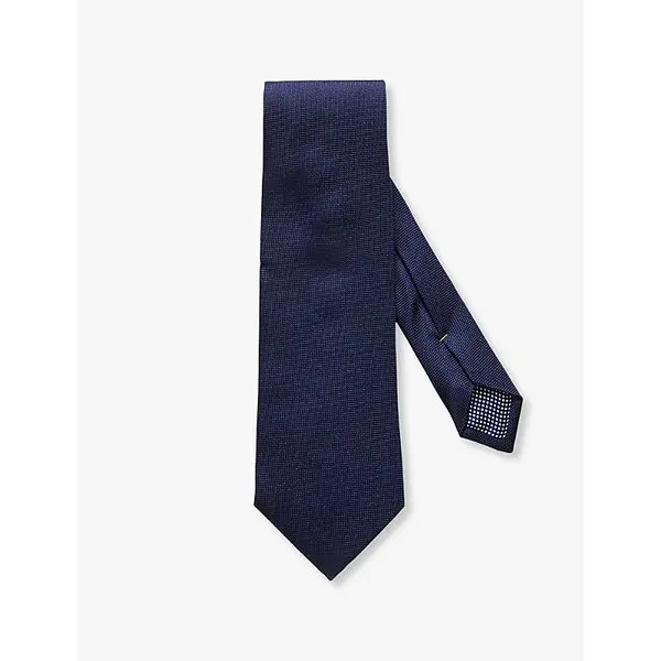 Eton Geometric-weave Silk Neck Tie - Blue