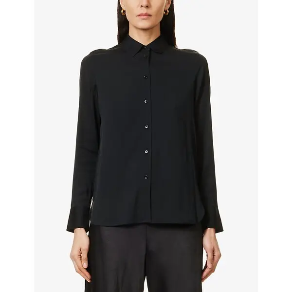Vince Slim-fit Stretch-silk Shirt - Black