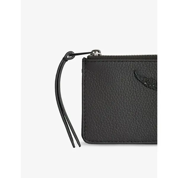 Zadig&Voltaire Zv Logo-plaque Leather Cardholder - Road Silver