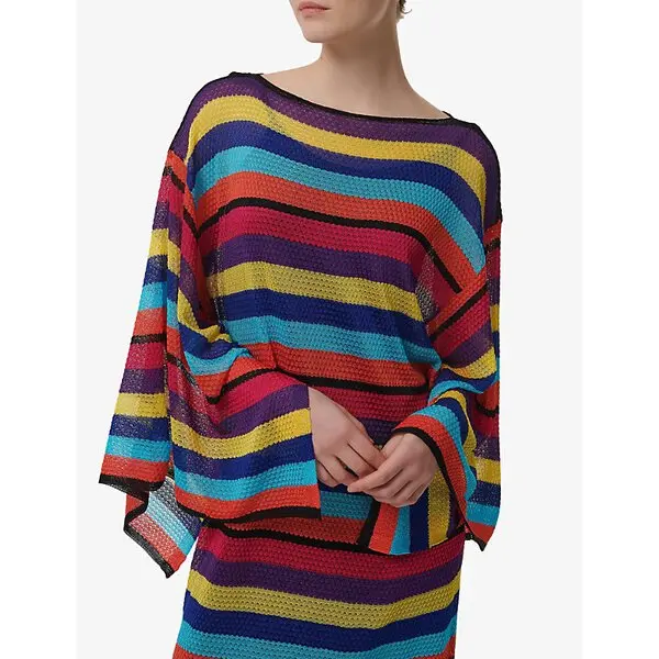 LEEM Stripe-print Knitted Maxi Kaftan