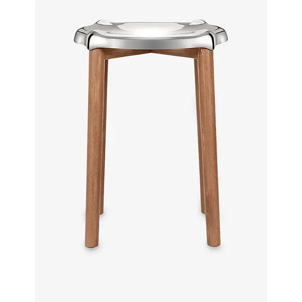 ALESSI Poêle Steel And Beech-wood Stool - Silver