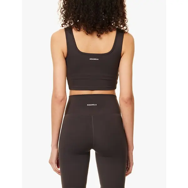 ADANOLA Ultimate Square-neck Stretch-woven Sports Bra - Coffee Bean