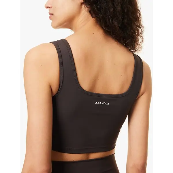 ADANOLA Ultimate Square-neck Stretch-woven Sports Bra - Coffee Bean
