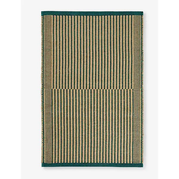 HAY Tapis Striped Cotton And Jute Mat 60cm X 95cm - Black And Green