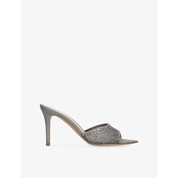 GIANVITO ROSSI Rania 85 Mesh Heeled Mules - Silver
