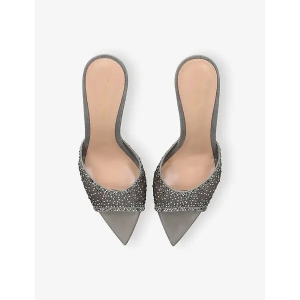 GIANVITO ROSSI Rania 85 Mesh Heeled Mules - Silver