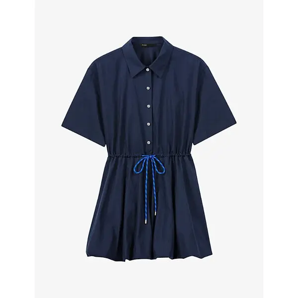 Maje Cotton Mini Dress - Navy