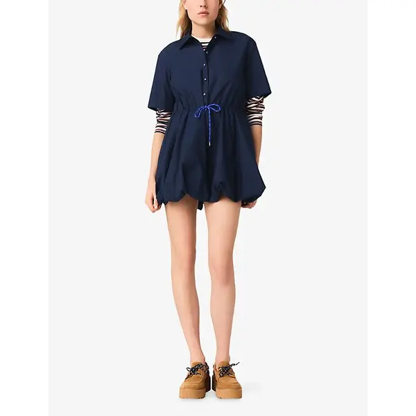 Maje Cotton Mini Dress - Navy