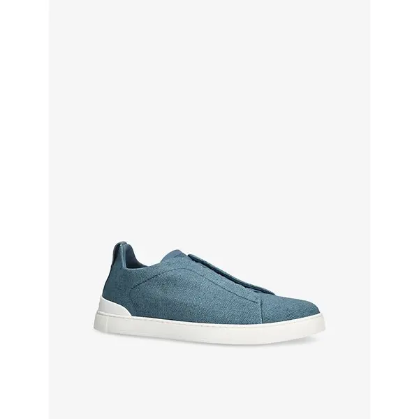 Zegna Triple-stitch Woven Low-top Trainers - Blue
