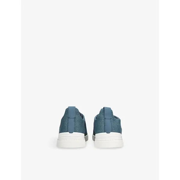Zegna Triple-stitch Woven Low-top Trainers - Blue