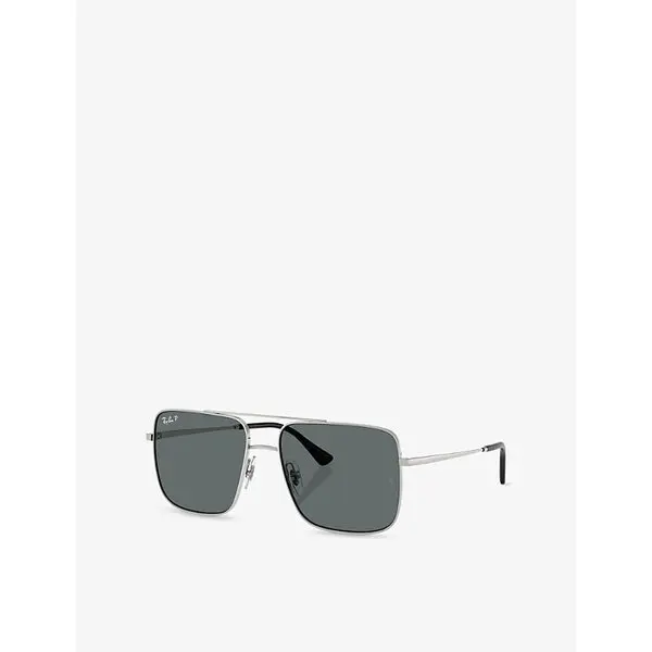 Ray-ban Rb3758 Square-frame Metal Sunglasses - Silver