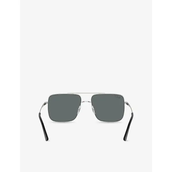 Ray-ban Rb3758 Square-frame Metal Sunglasses - Silver