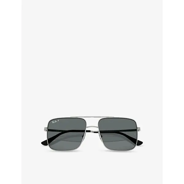 Ray-ban Rb3758 Square-frame Metal Sunglasses - Silver