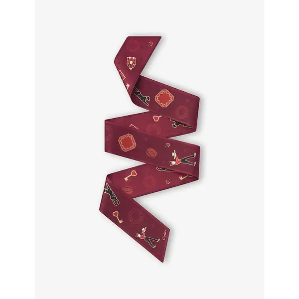 Cartier Diabolo De Bandeau Printed Silk-twill Scarf - Grape
