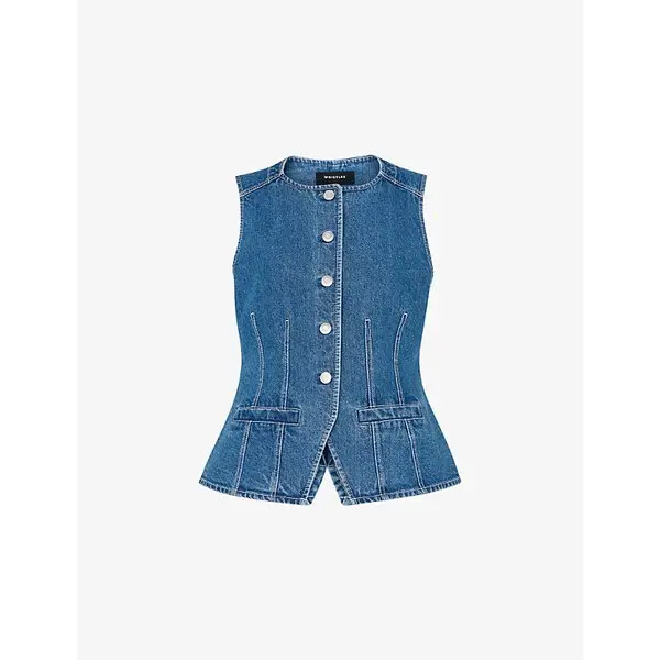 Whistles Round Neck Slim Fit Denim Waistcoat