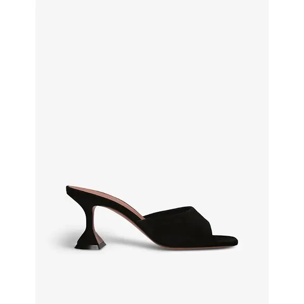 Amina Muaddi Lupita Leather Heeled Mules - Black