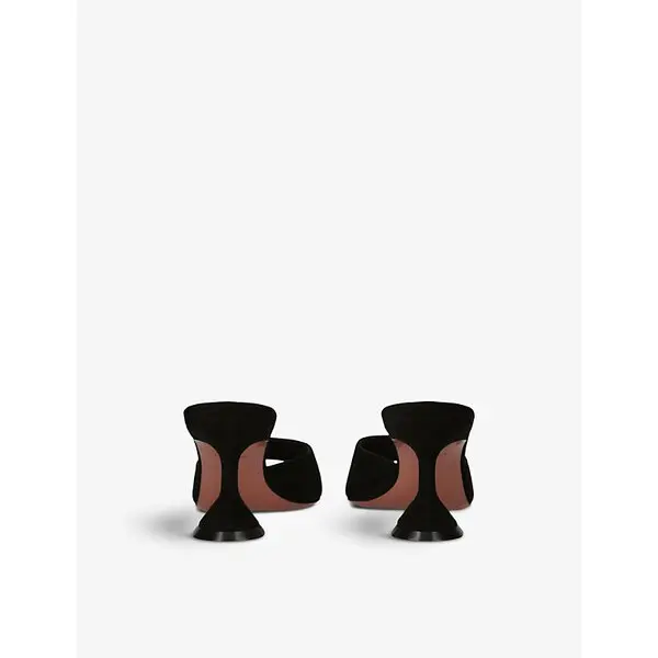 Amina Muaddi Lupita Leather Heeled Mules - Black