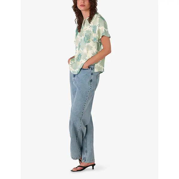 Whistles Tie-neck Floral-print Woven Blouse