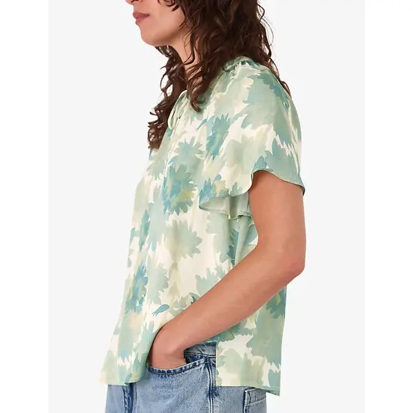 Whistles Tie-neck Floral-print Woven Blouse