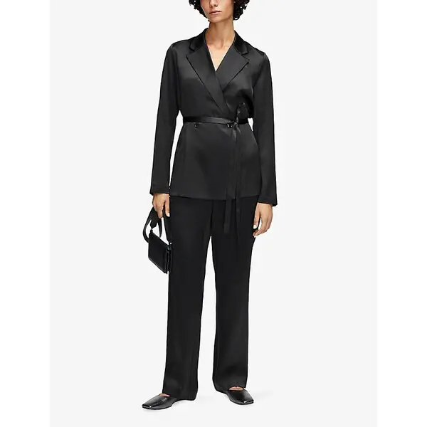 JOSEPH Joubert Belted-waist Double-breasted Silk Blazer - Black