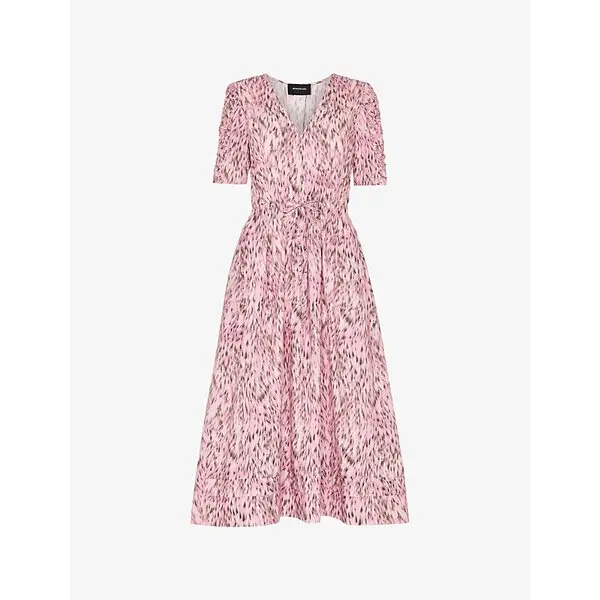 Whistles Leopard-print Cotton Midi Dress