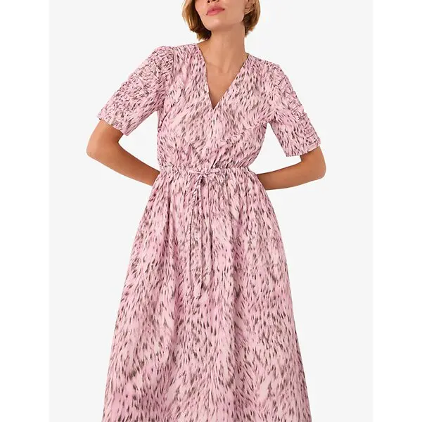 Whistles Leopard-print Cotton Midi Dress