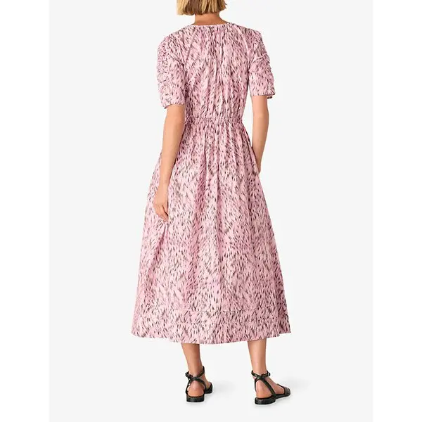 Whistles Leopard-print Cotton Midi Dress
