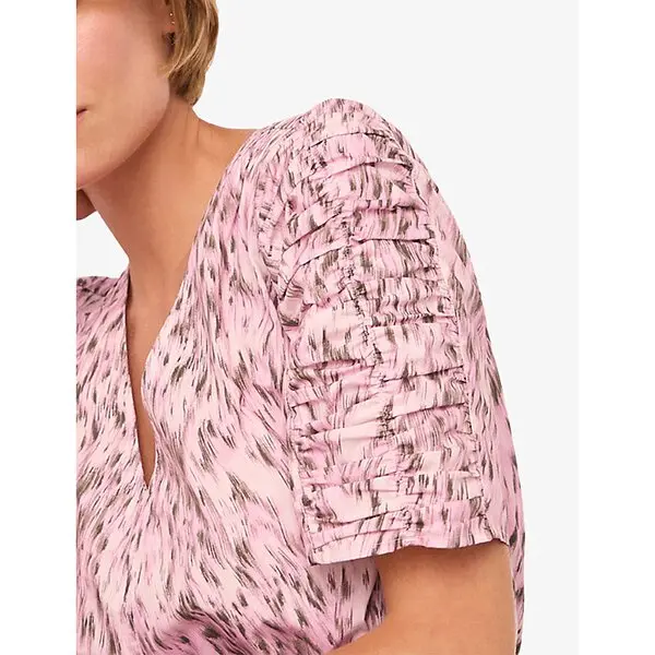 Whistles Leopard-print Cotton Midi Dress