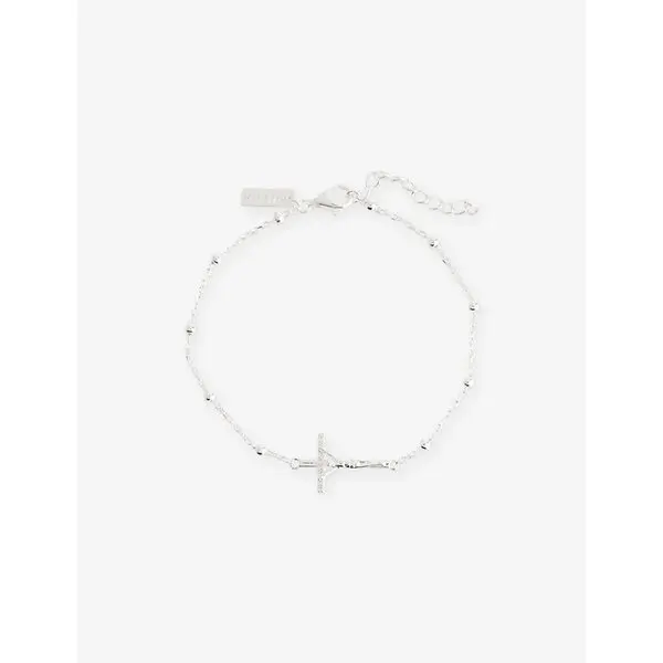 COMMONLINES Sterling Studded Cross Chain Bracelet - Silver
