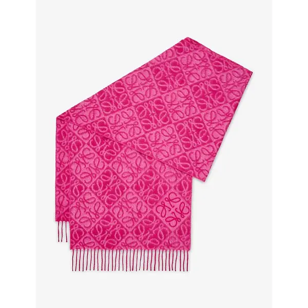 Loewe Anagram Wool And Cashmere Scarf - Fuchsia
