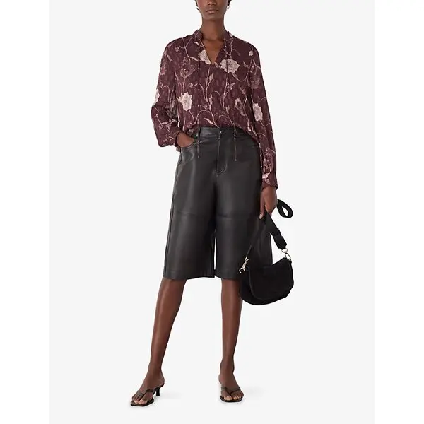 Whistles Floral-print Tie-neck Woven Blouse