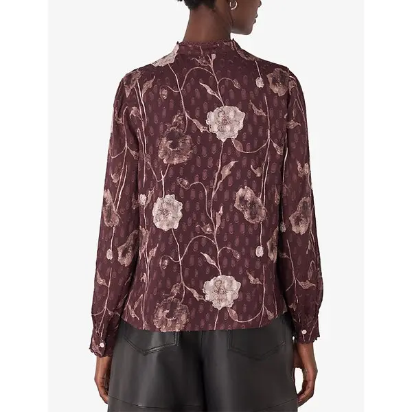 Whistles Floral-print Tie-neck Woven Blouse