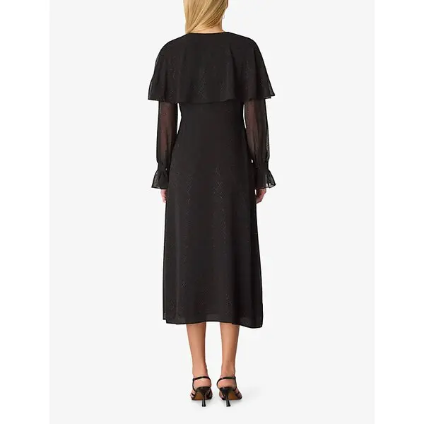 Whistles Cape Hot-fix Woven Midi Dress
