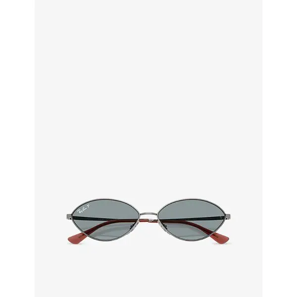 Ray-ban Oval-frame Metal Sunglasses - Silver