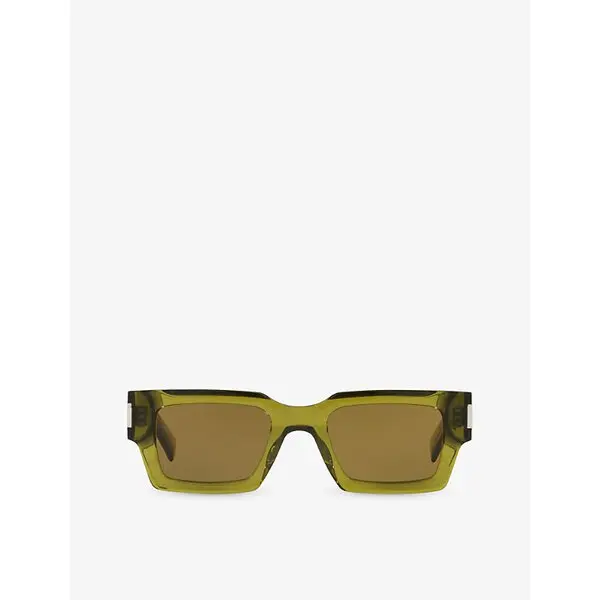 Saint Laurent Rectangle-frame Acetate Sunglasses - Green