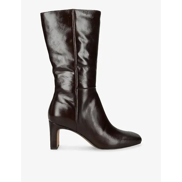 Dolce Vita Riggs Patent-leather Heeled Mid-calf Boots - Brown