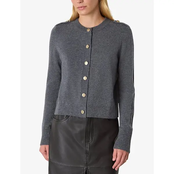 Whistles Wool Knit Round-neck Cardigan
