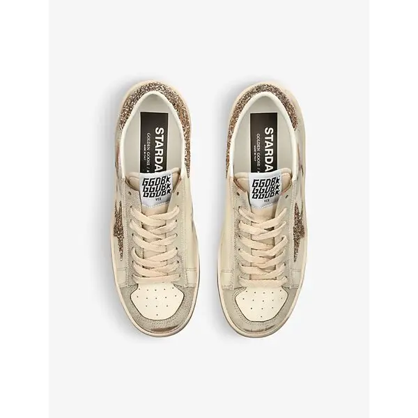 GOLDEN GOOSE Stardan Glitter-embellished Leather Trainers