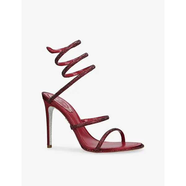 Rene Caovilla Cleo 105 Leather Heeled Sandals - Wine