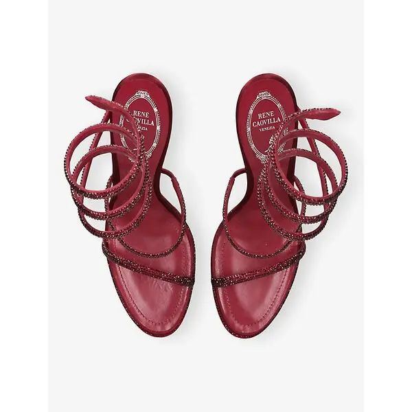 Rene Caovilla Cleo 105 Leather Heeled Sandals - Wine