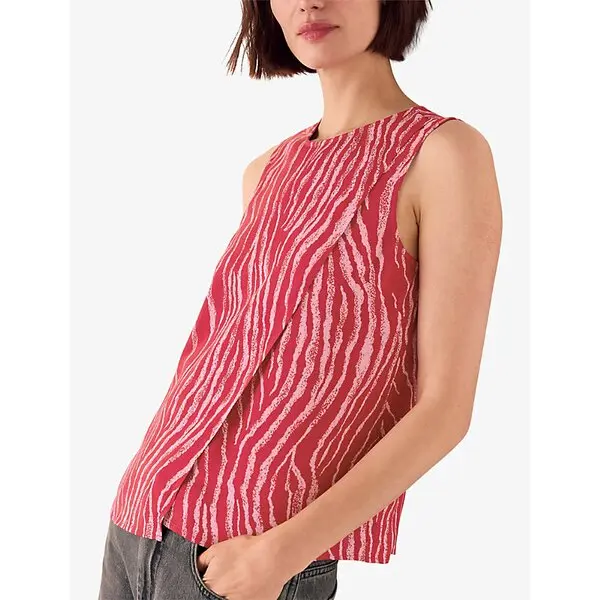 Whistles Zebra-print Layered Woven Tank