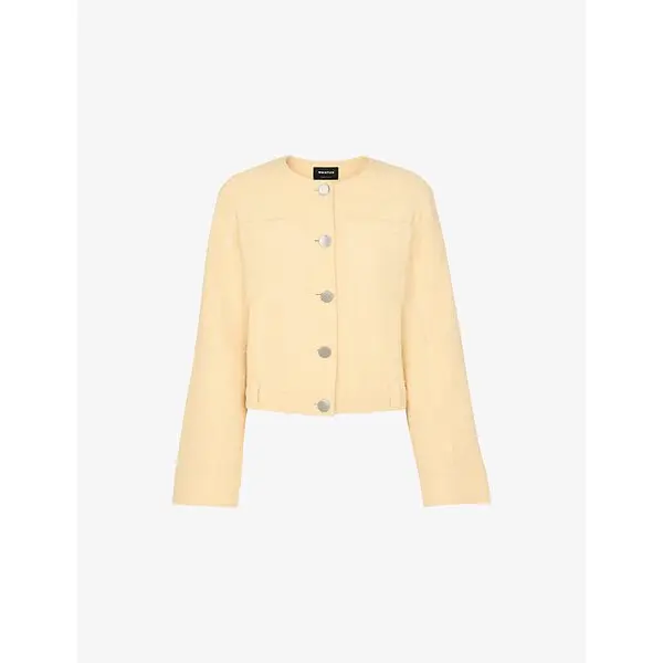 Whistles Patch-pocket Collarless Textured Cotton Jacket