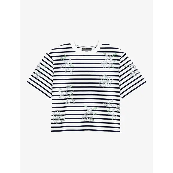 Maje Striped Cotton-jersey T-shirt