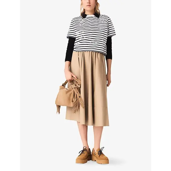 Maje Striped Cotton-jersey T-shirt