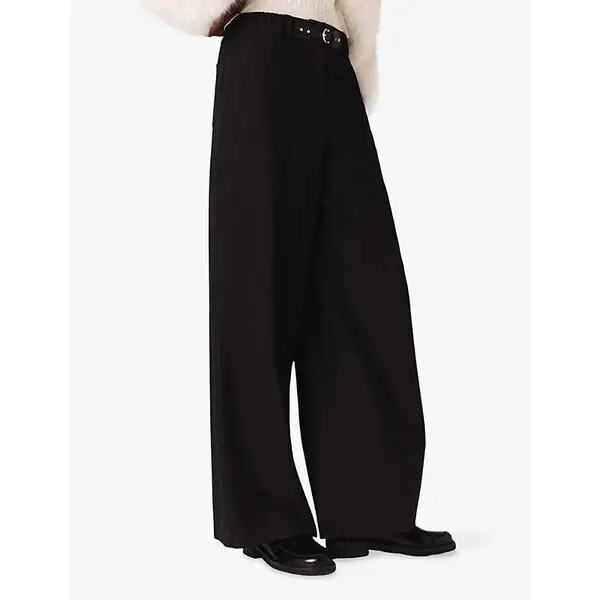 Maje Wide-leg Mid-rise Trousers