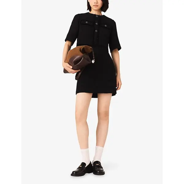 Maje Tweed Mini Dress - Black