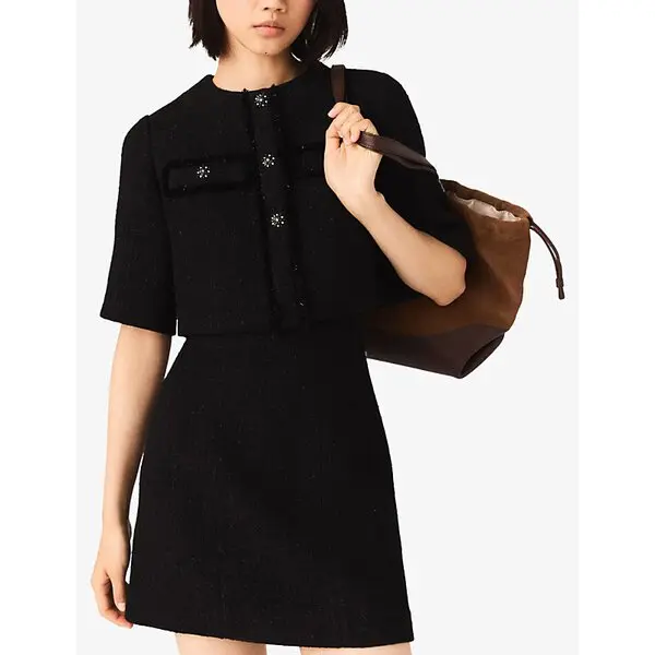 Maje Tweed Mini Dress - Black
